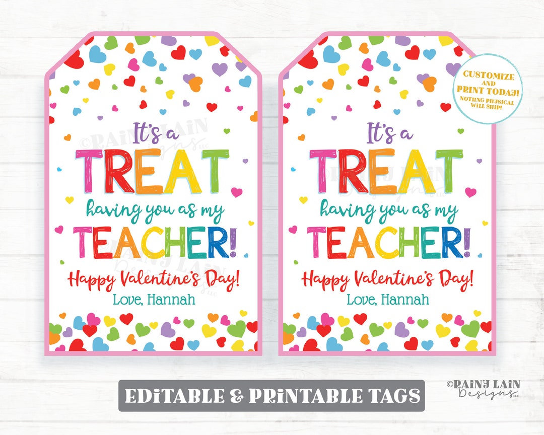 Valentine's Day Treat Having You as My Teacher Tag, Valentine ...