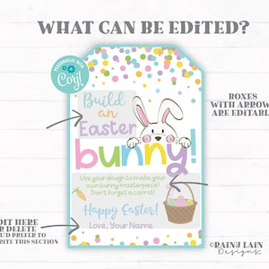 Create Your Own Easter Bunny Tag Build Make Play Dough Gift Doh Spring ...