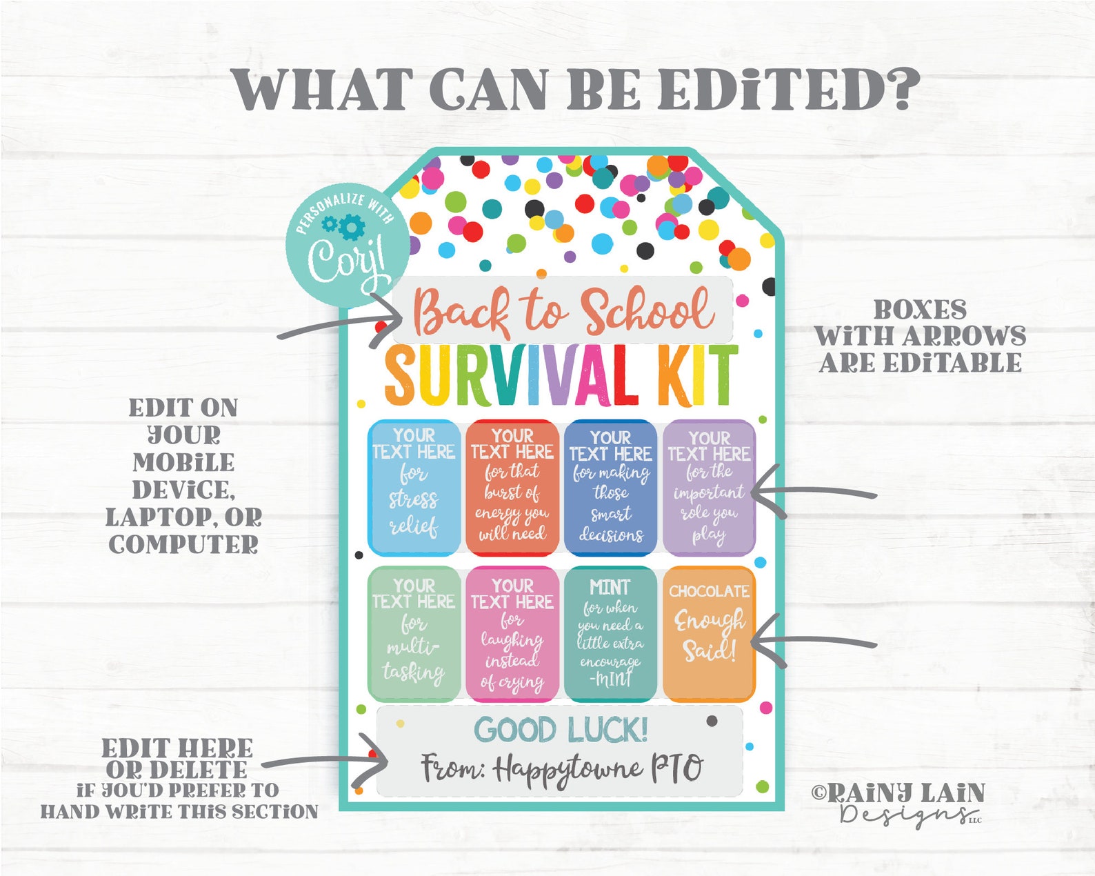 Back to School Survival Kit Tag First Day of School Gift Pack Teacher ...