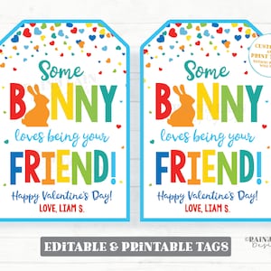 Some Bunny Loves Being Your Friend Valentine Tag, Cheese Crackers Bunny ...