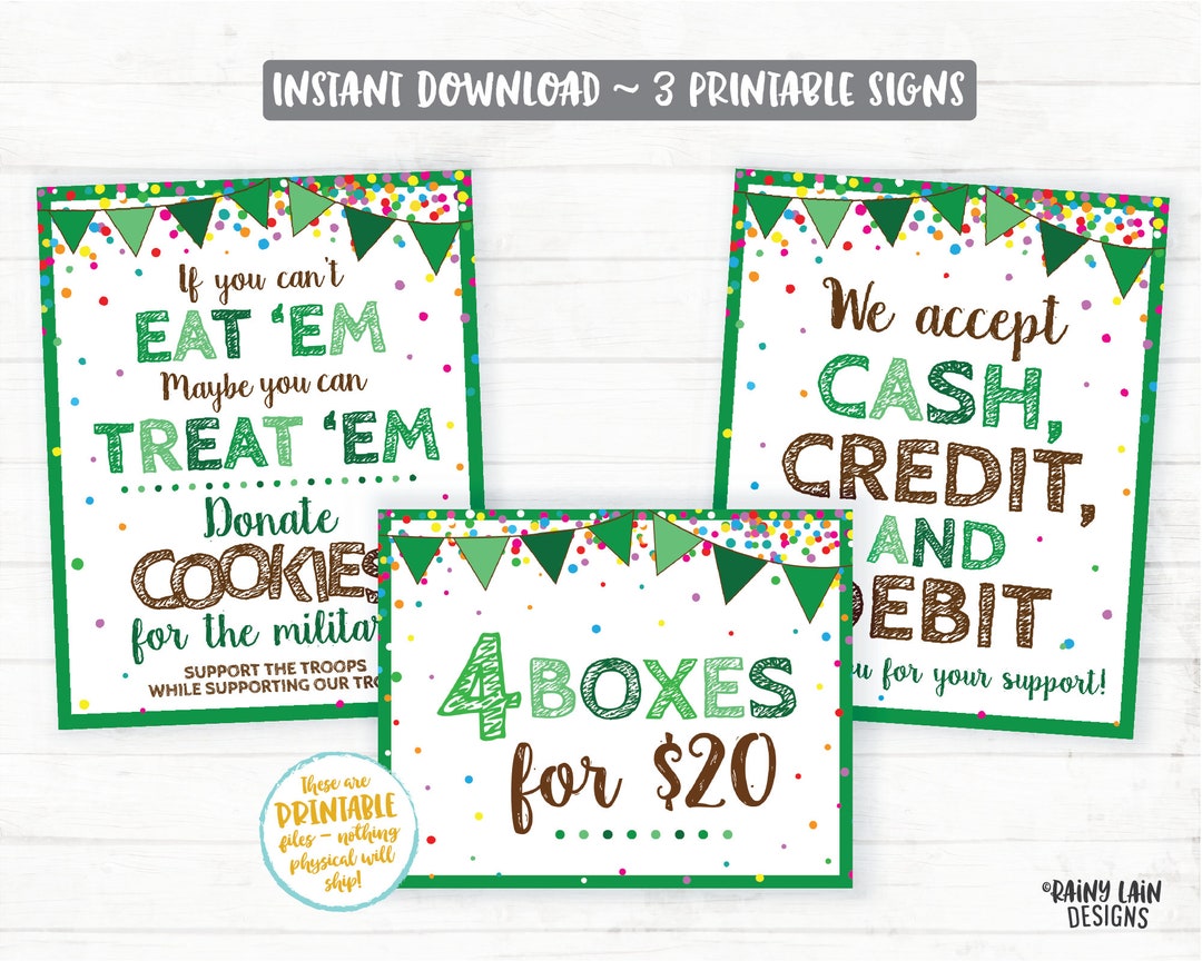 Cookie Booth Signs Set, Can't Eat Em Treat Em Donate Cookies Sign, We ...