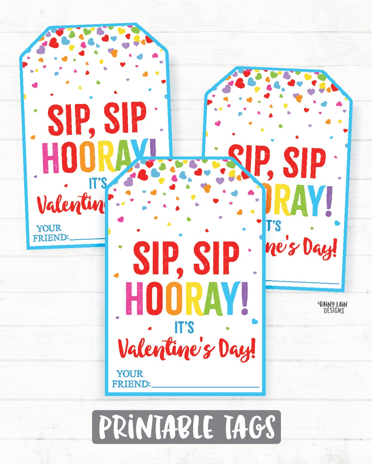Sip Sip Hooray Tags Silly Straw Valentine Krazy Crazy | Etsy