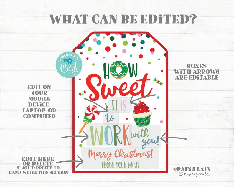 How Sweet It is to Work With You Christmas Gift Tag Staff | Etsy