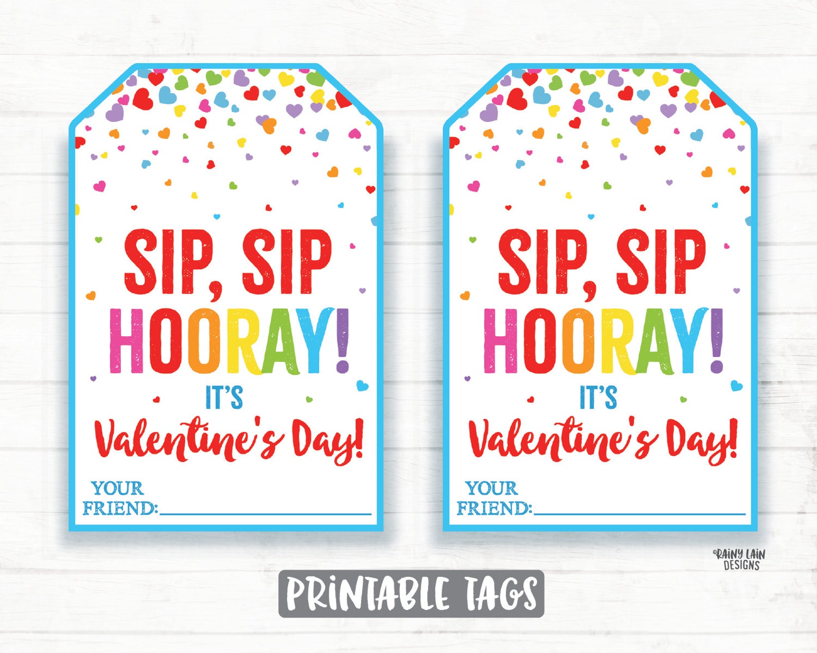 Sip Sip Hooray Tags Silly Straw Valentine Krazy Crazy - Etsy