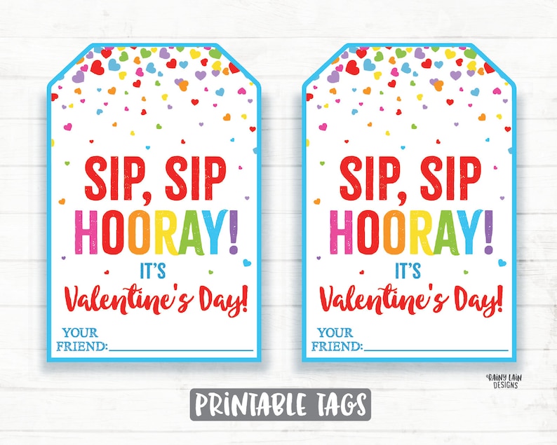 Sip Sip Hooray Tags Silly Straw Valentine Krazy Crazy - Etsy