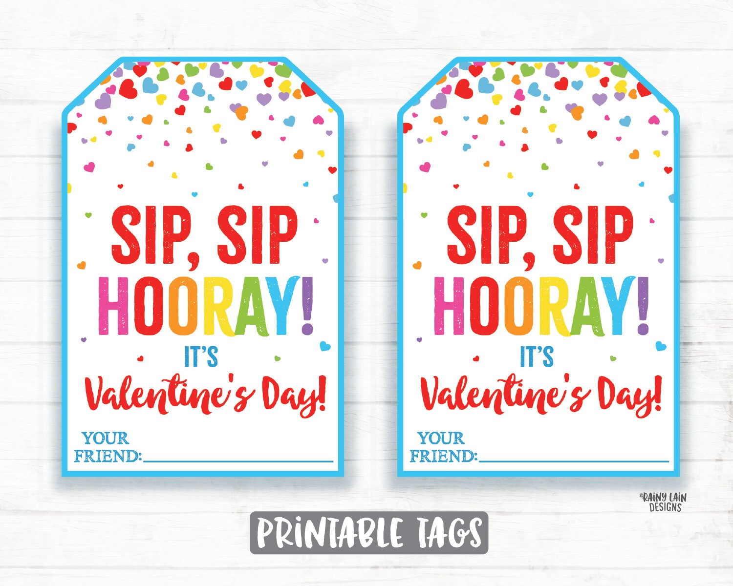 Sip Sip Hooray Tags Silly Straw Valentine Krazy Crazy | Etsy