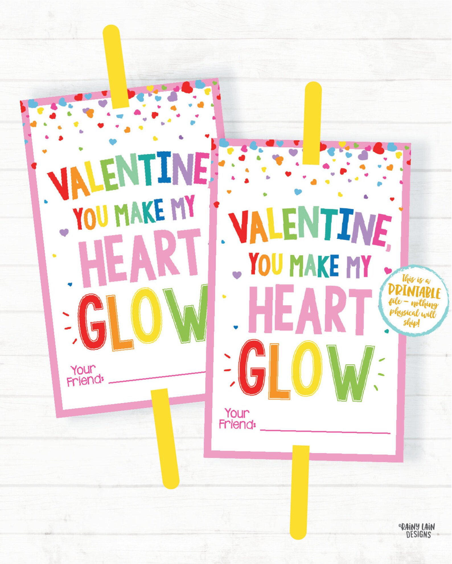 Valentine You Make My Heart Glow Valentine Glow Stick, Preschool ...