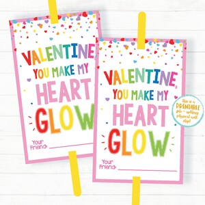 Valentine You Make My Heart Glow Valentine Glow Stick, Preschool ...