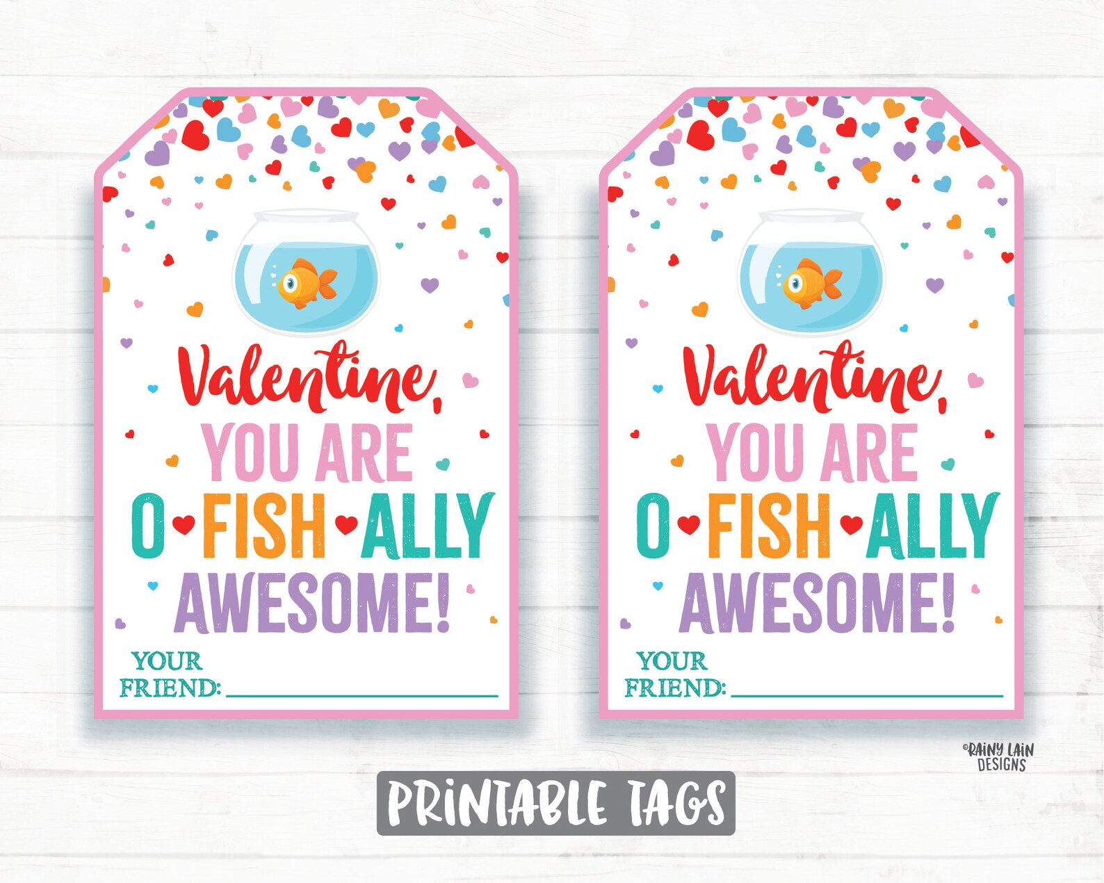 Goldfish Valentine O-fish-ally Awesome Valentine Fish | Etsy