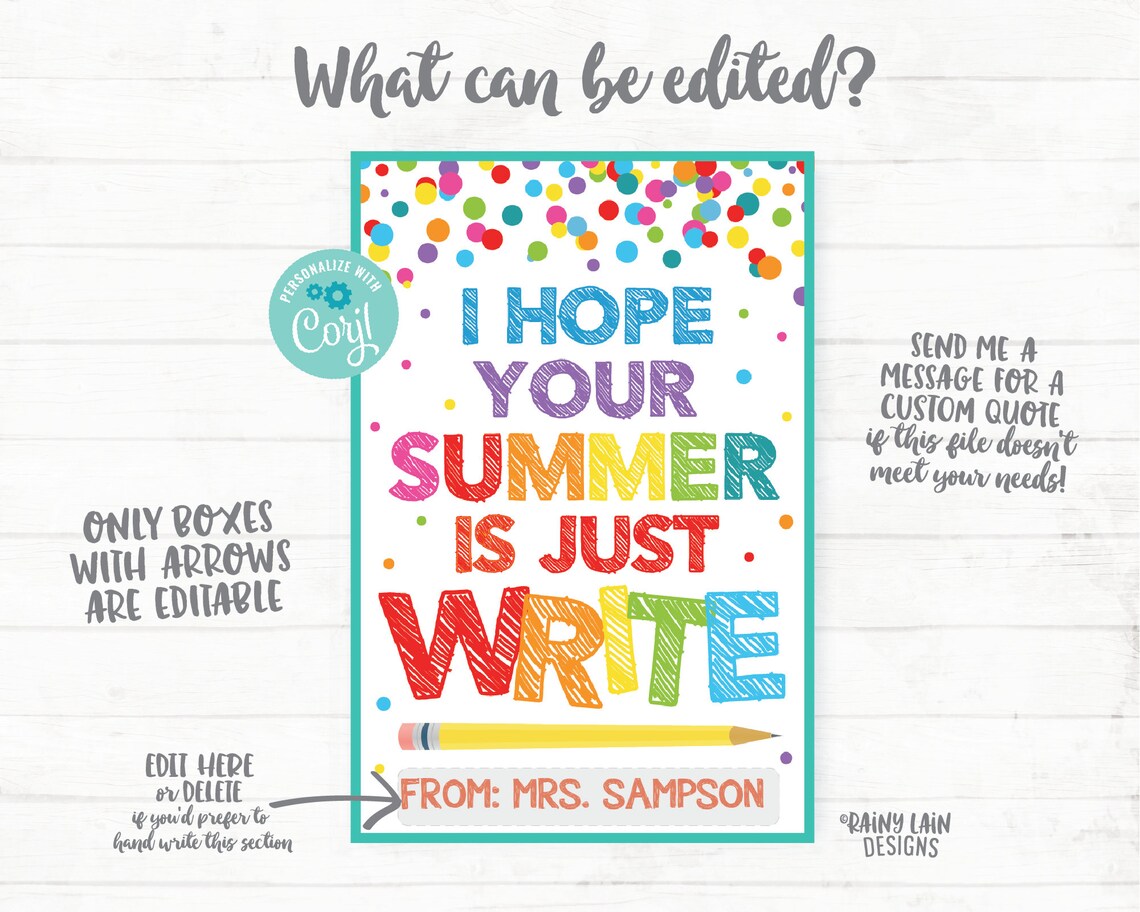 I Hope Your Summer is Just Write Tags Pencil End of School Year Gift ...