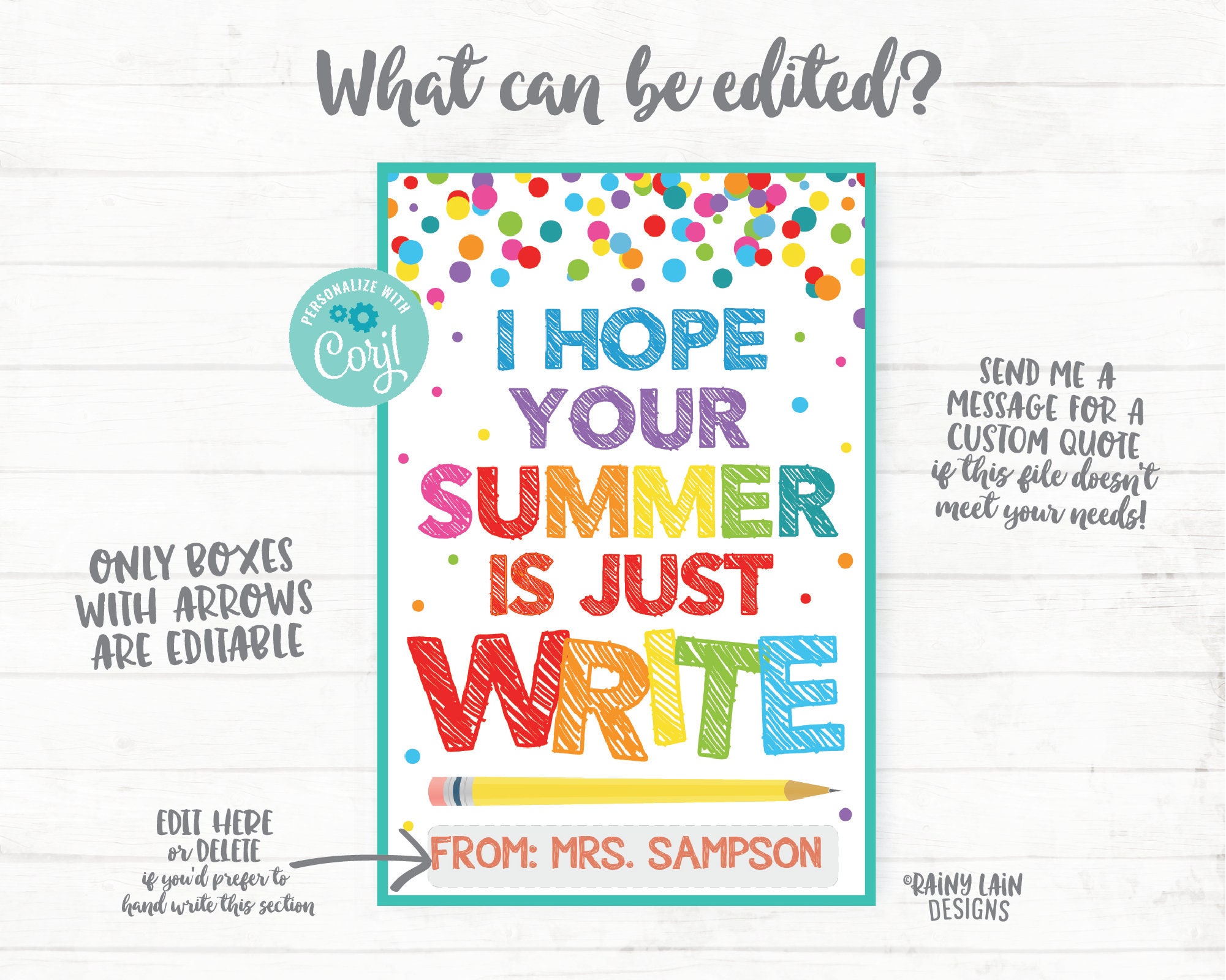 I Hope Your Summer is Just Write Tags Pencil End of School Year Gift ...