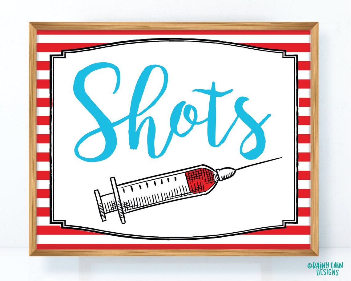 Shots Sign Nurse Graduation Signs Beverages Sign Favors | Etsy