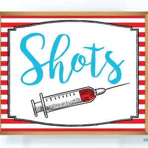 Shots Sign, Nurse Graduation Signs, Beverages Sign, Favors Sign, Nurse ...