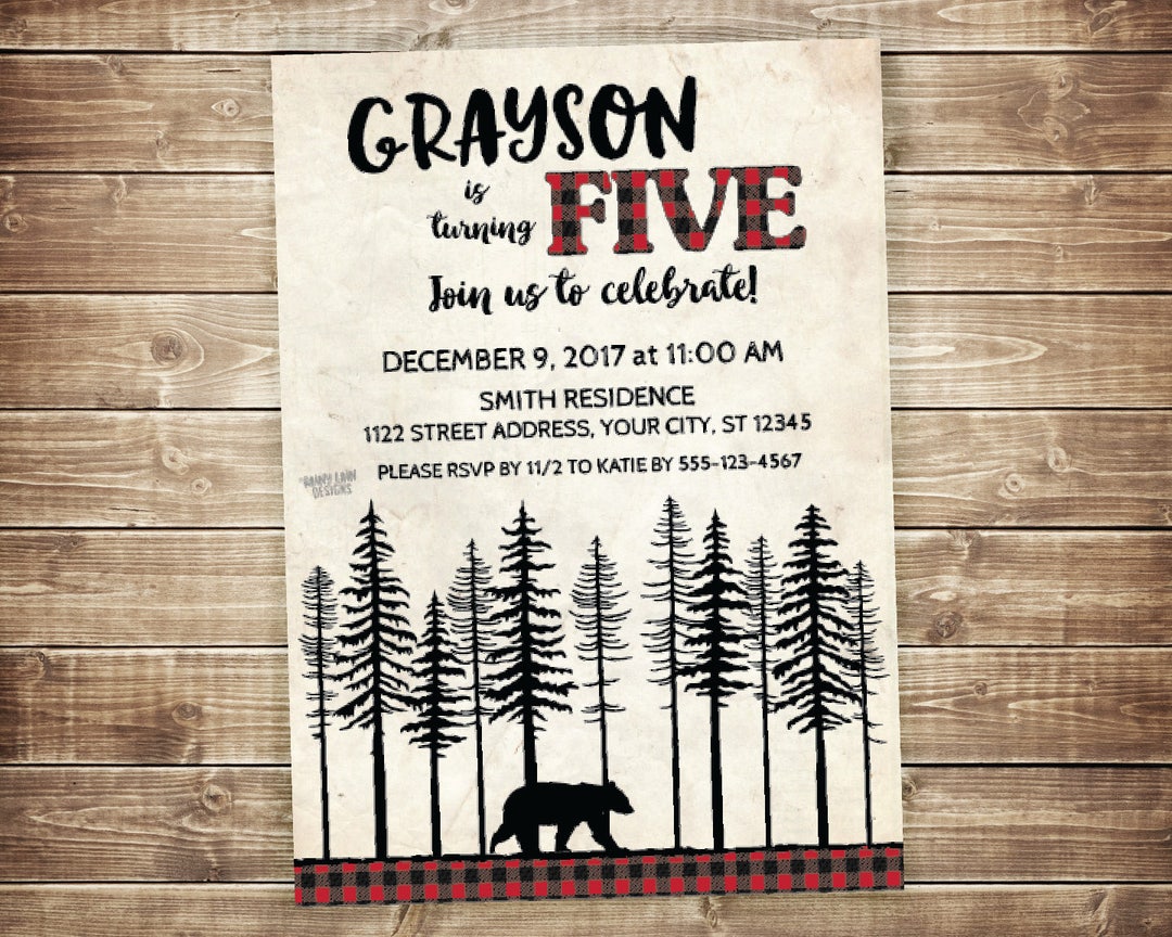 Woodland Invitations, Bear Invites, Lumberjack Invitations, Woods ...