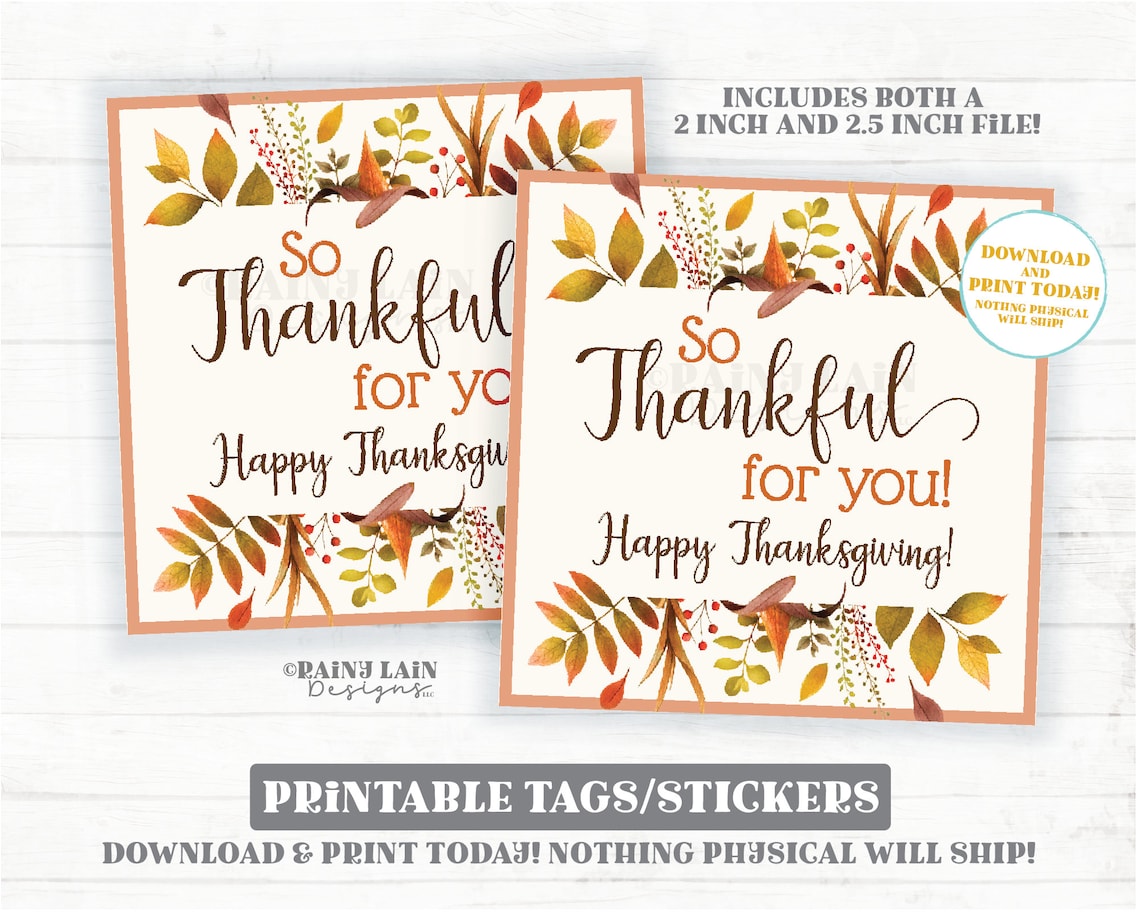 Thankful for You Tags Printable Thanksgiving Cookie Favor - Etsy