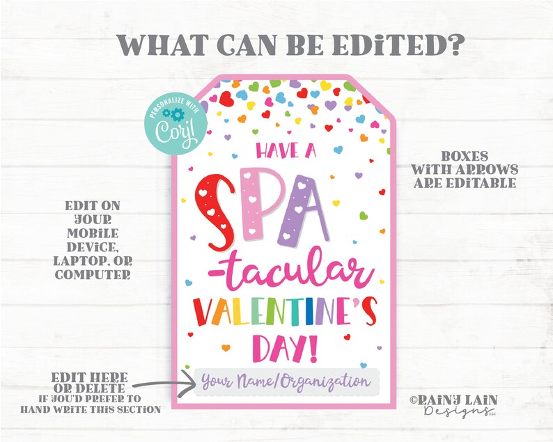 Spa-tacular Valentine's Day Tag, Spa Valentine Gift, Beauty Nails ...