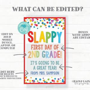 Slappy First Day of School Tag Slap Bracelet Card 1st Gift Preschool ...