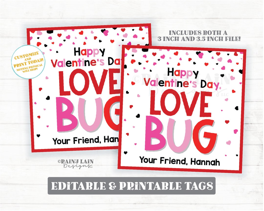 Love Bug Valentine Tag, Worm Valentines, Caterpillar, Ladybug, Friend ...