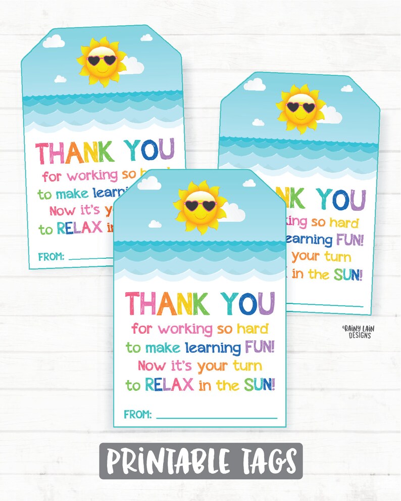 End of School Year Teacher Gift Tags Teacher Summer Thank You - Etsy