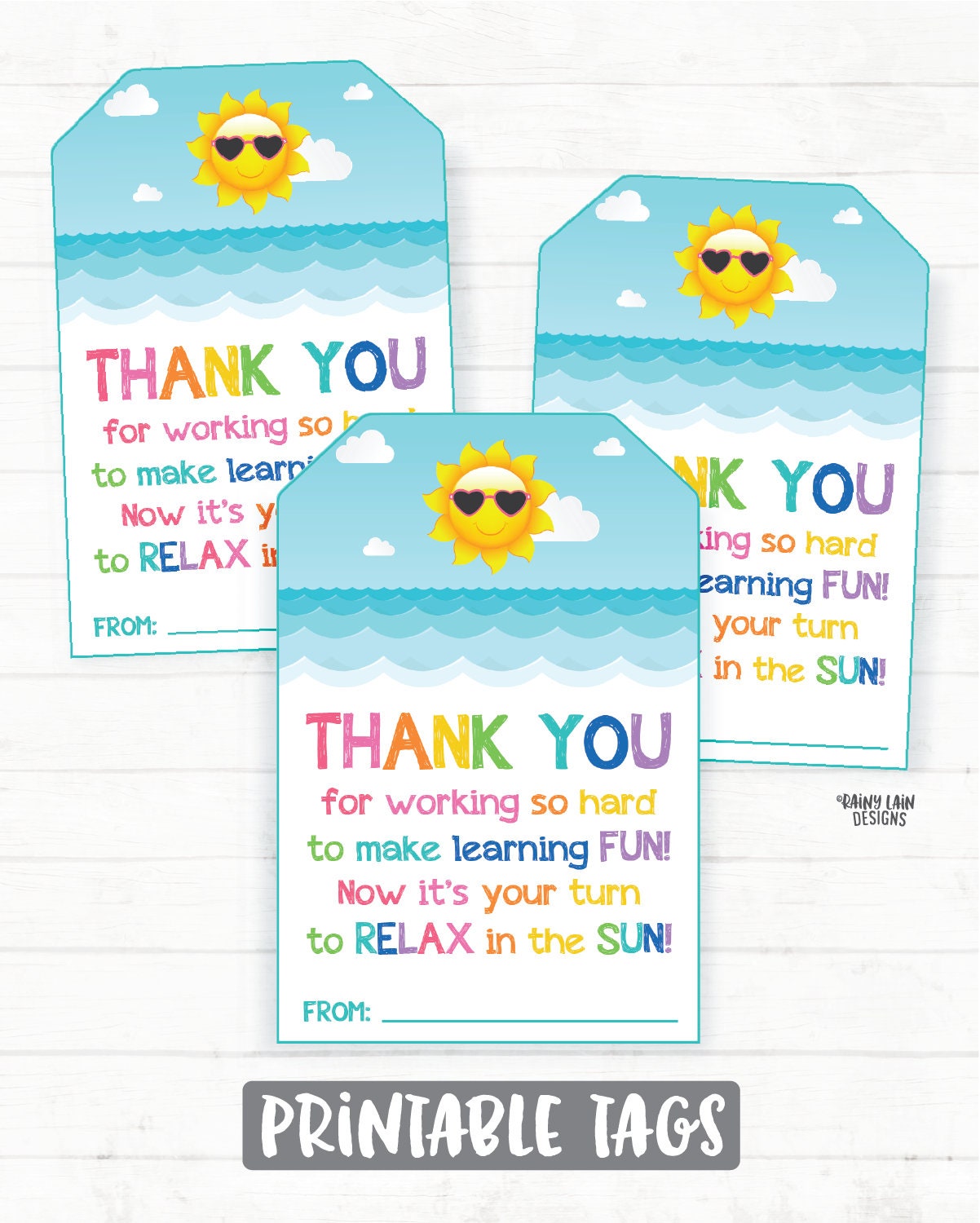 End of School Year Teacher Gift Tags Teacher Summer Thank You Tags ...