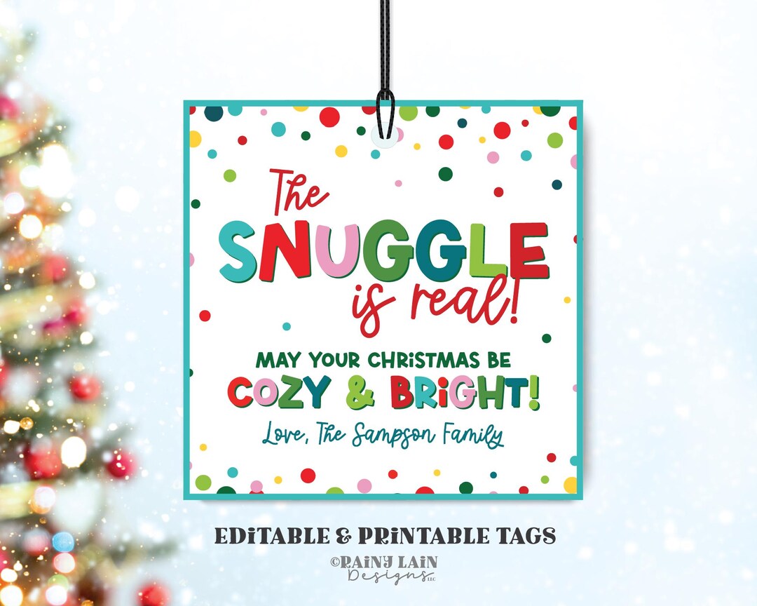The Snuggle is Real Christmas Gift Tags, Blanket Throw Mittens, Office ...