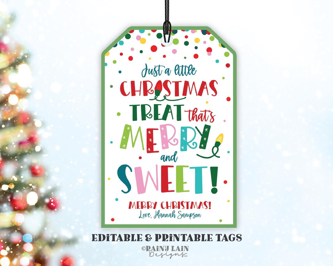 Christmas Treat That's Merry and Sweet Tag Holiday Gift Favor Staff ...