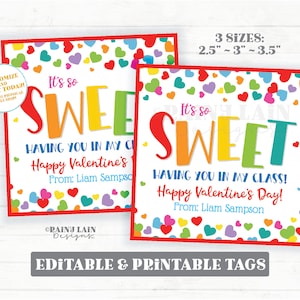 Sweet Having You in My Class, Valentine Treat Tag, From Teacher to ...