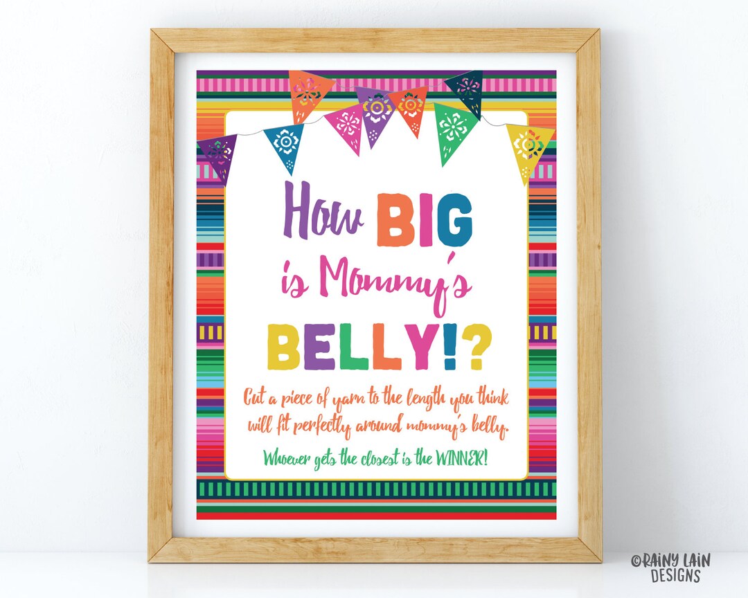 How Big is Mommy's Belly Game Fiesta Baby Shower Fiesta Sign, Belly ...