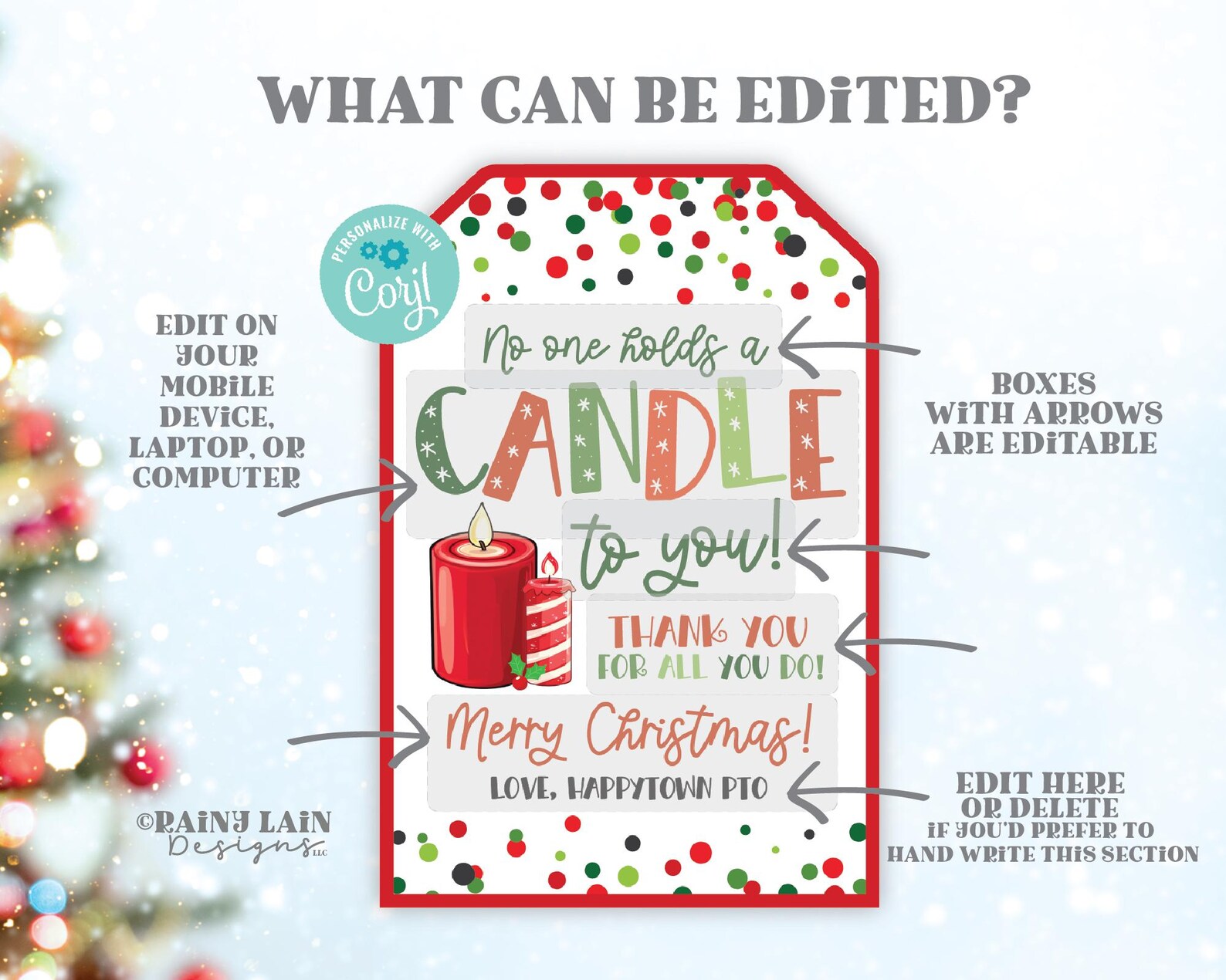 Christmas Candle Gift Tags, Editable No One Holds a Candle to You ...