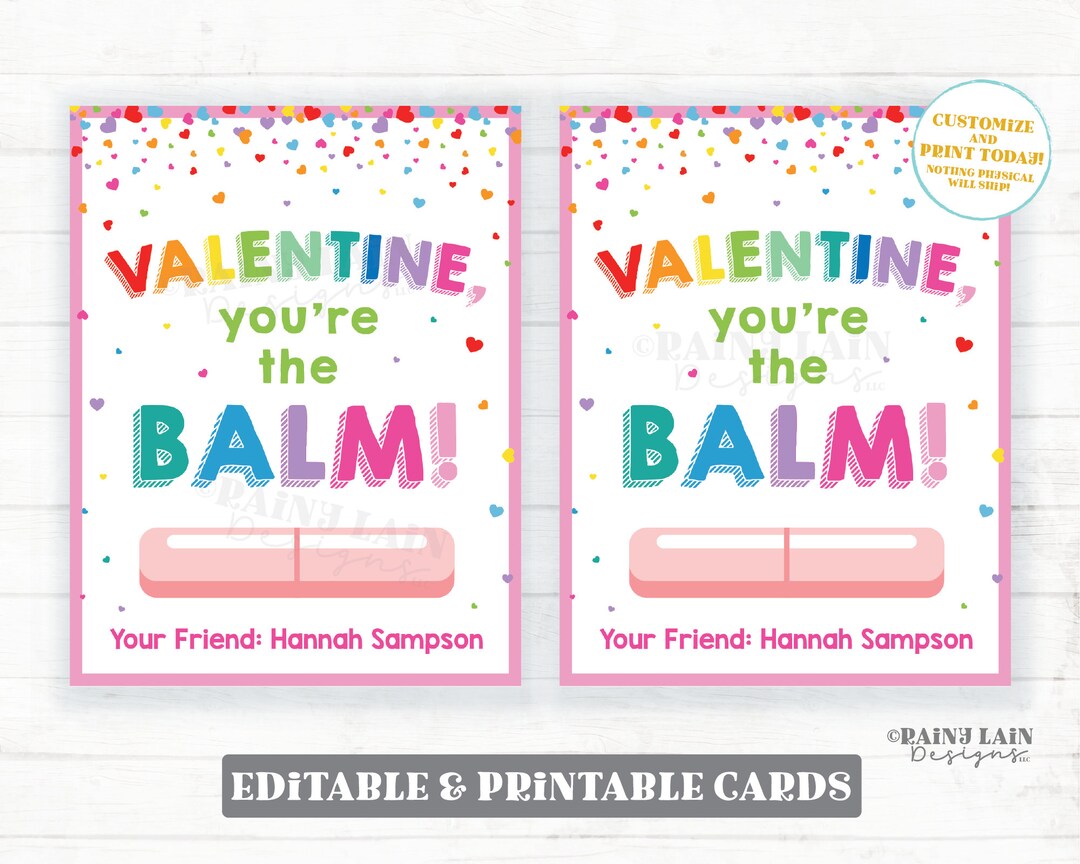 You're the Balm Valentine, Lip Balm Valentine Chapstick Valentine ...