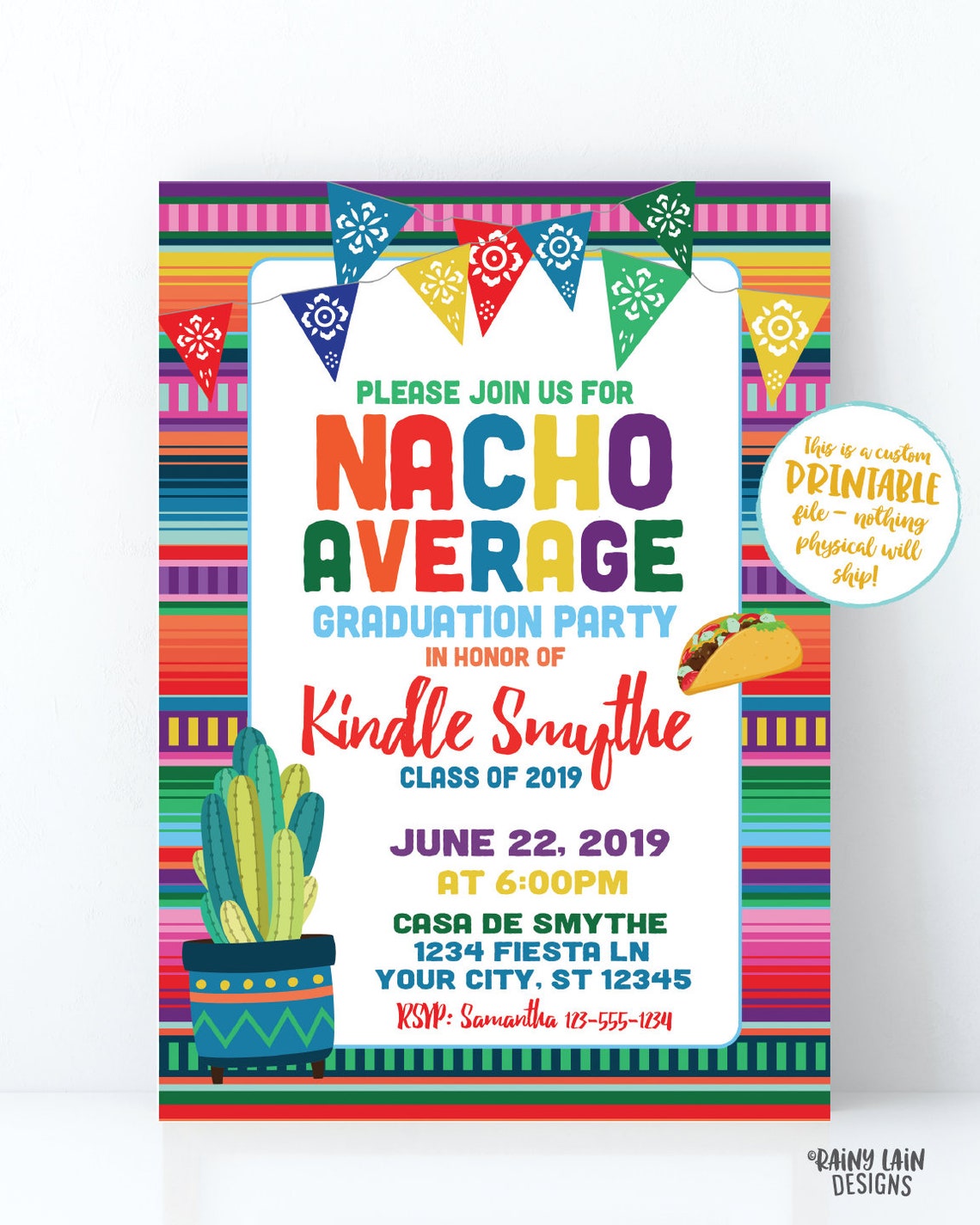 Nacho Average Graduation Fiesta Invitation Fiesta Graduation - Etsy