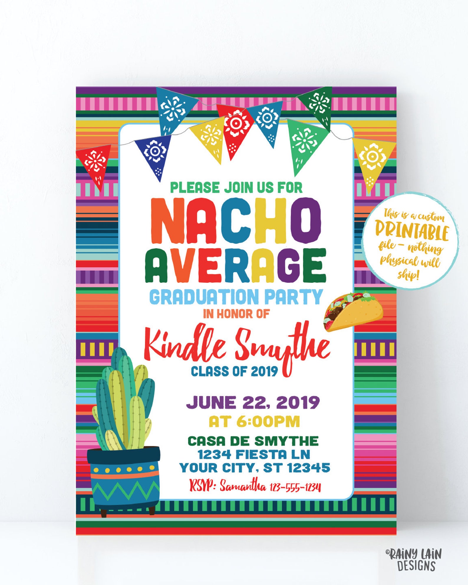 Nacho Average Graduation Fiesta Invitation Fiesta Graduation - Etsy