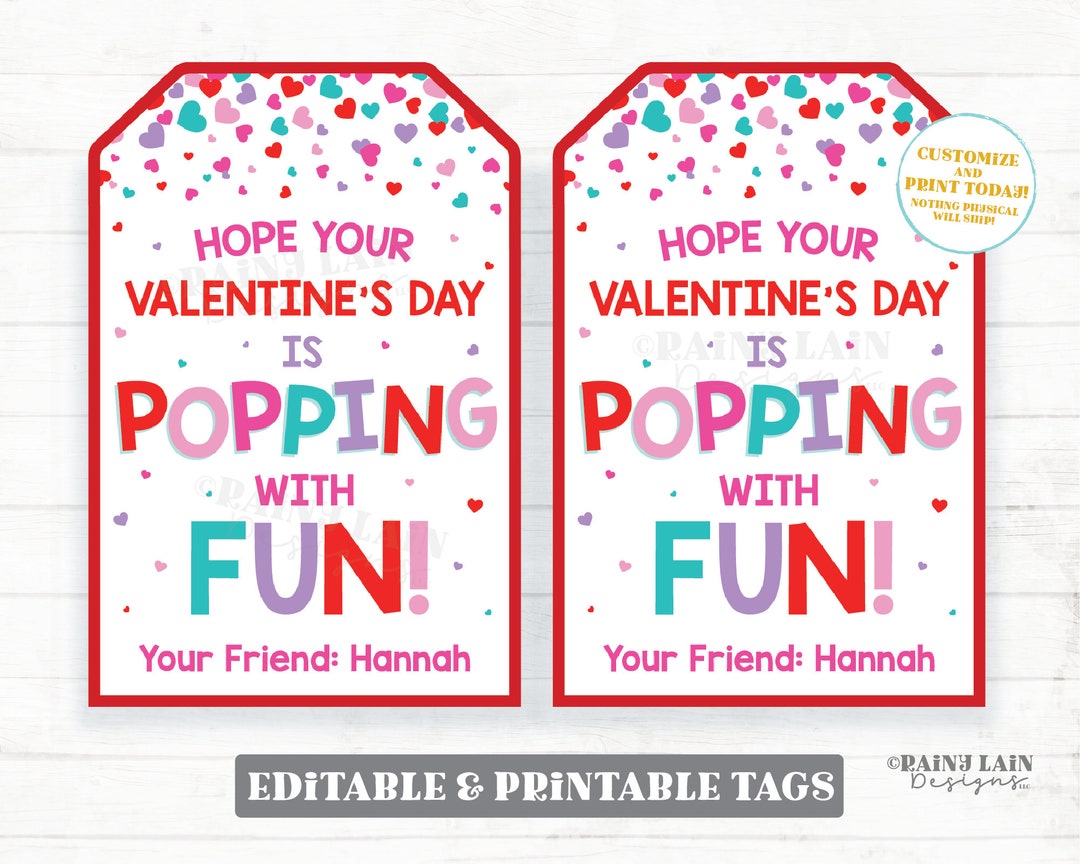 Pop Fidget Valentine, Pop Gift Tag, Popping With Fun, Pop Toy Preschool ...