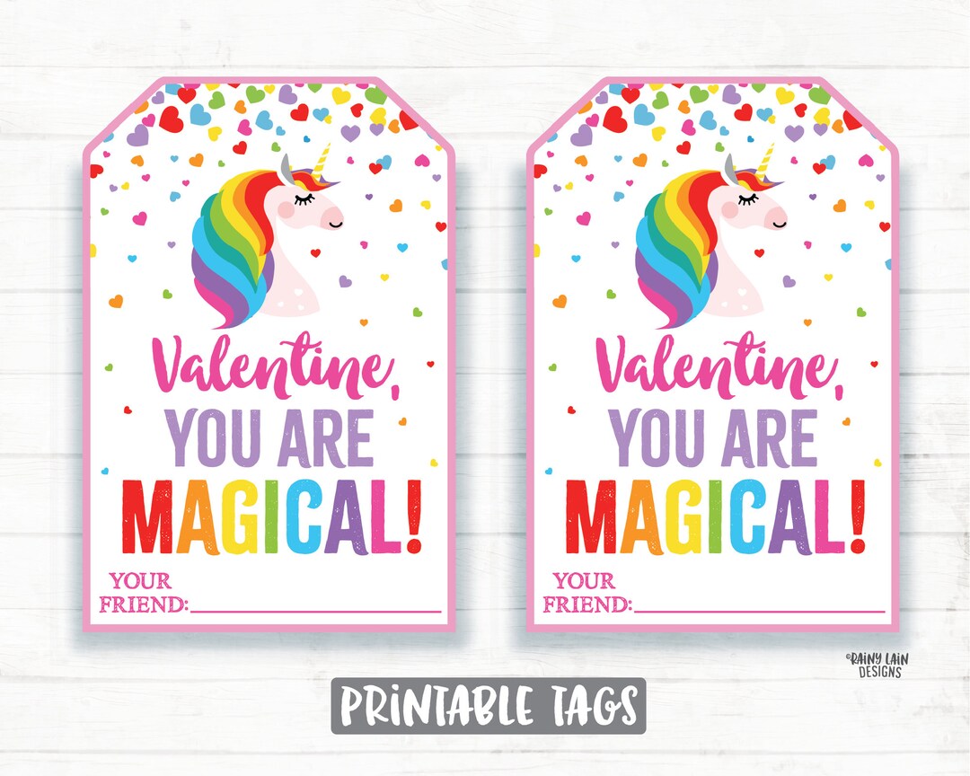 Unicorn Valentine You Are Magical Valentine Tags, Coloring, Crayons ...