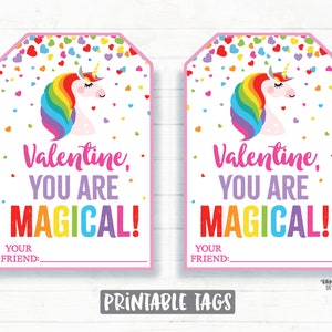Unicorn Valentine You Are Magical Valentine Tags, Coloring, Crayons ...