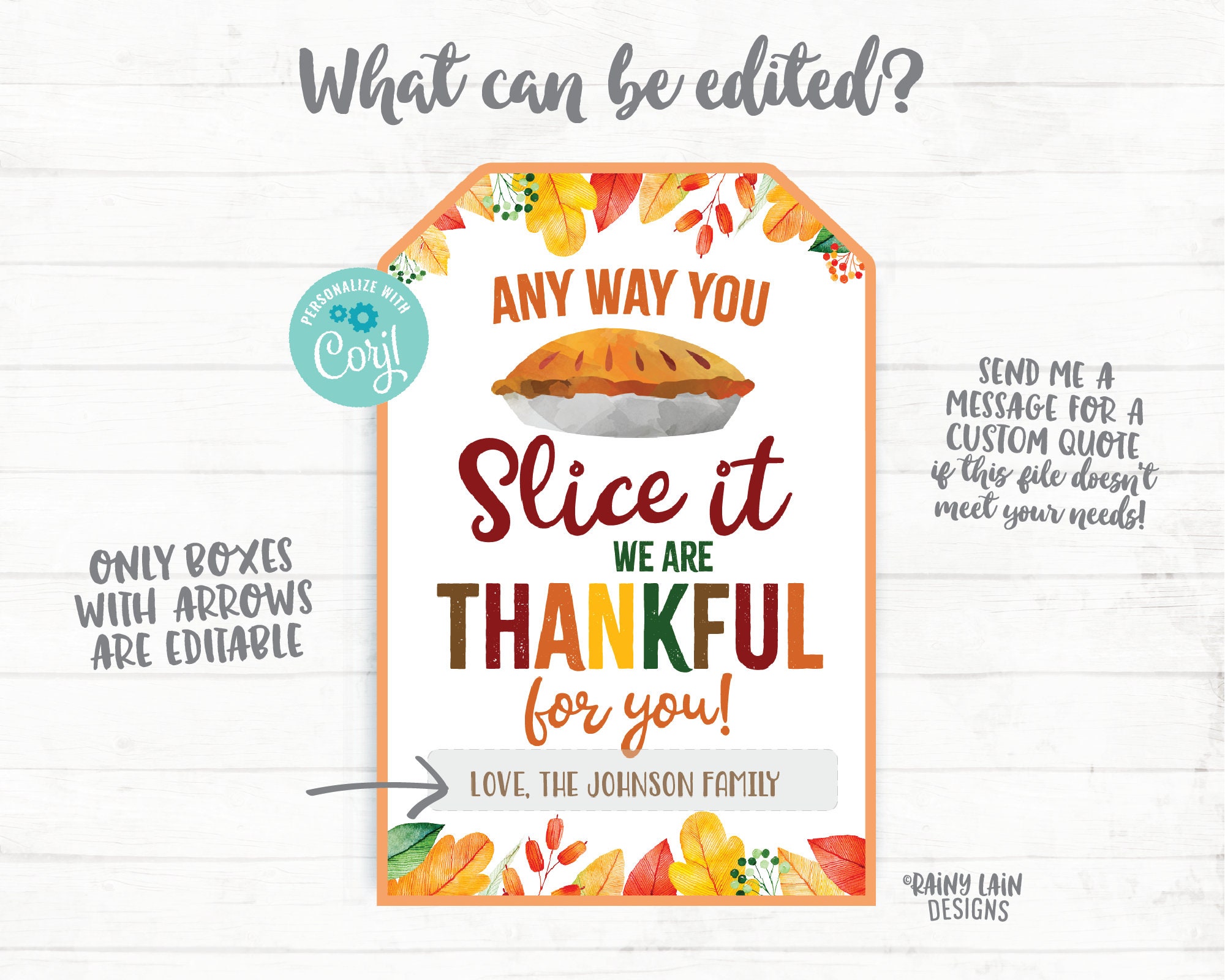 Any Way You Slice It Appreciation Tags, Thankful Tags, Pie Thank You ...