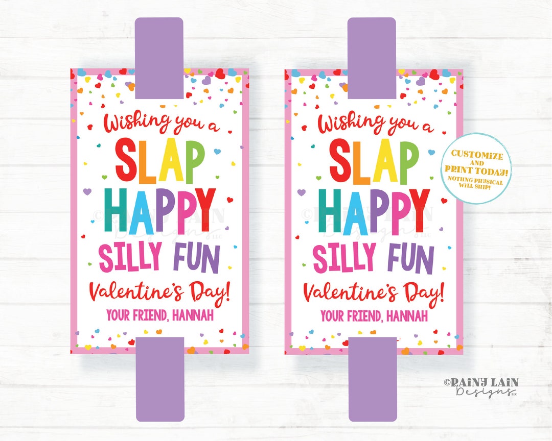Slap Bracelet Valentine, Slap Happy Valentine's Day Tag, Silly Fun ...