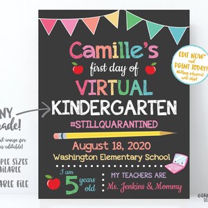 1st Day of Virtual School Sign Editable First Day of Virtual - Etsy
