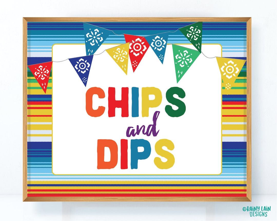 Chips and Dips Sign, Printable Fiesta Sign, 1st Fiesta, Taco Twosday ...