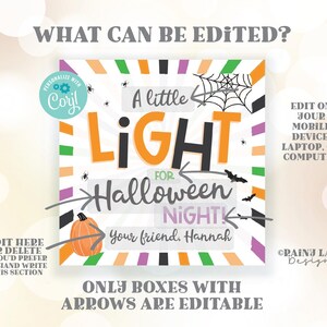 A Little Light for Halloween Night Glow Stick Party Favor Tags ...