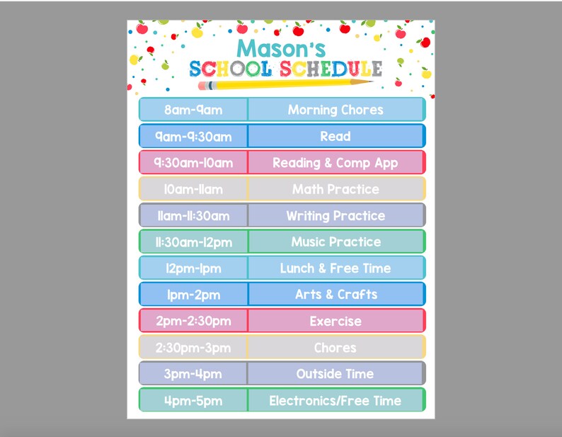Editable Daily Schedule Kids Task List Template Printable Kids | Etsy