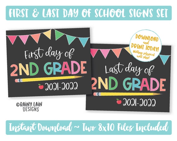 First and Last Day of 2nd Grade Sign Set 1st Day and Last Day - Etsy
