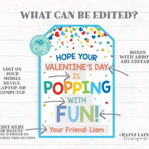 Popping With Fun Valentine Tag, Pop Fidget Toy, Valentine's Day Gift ...