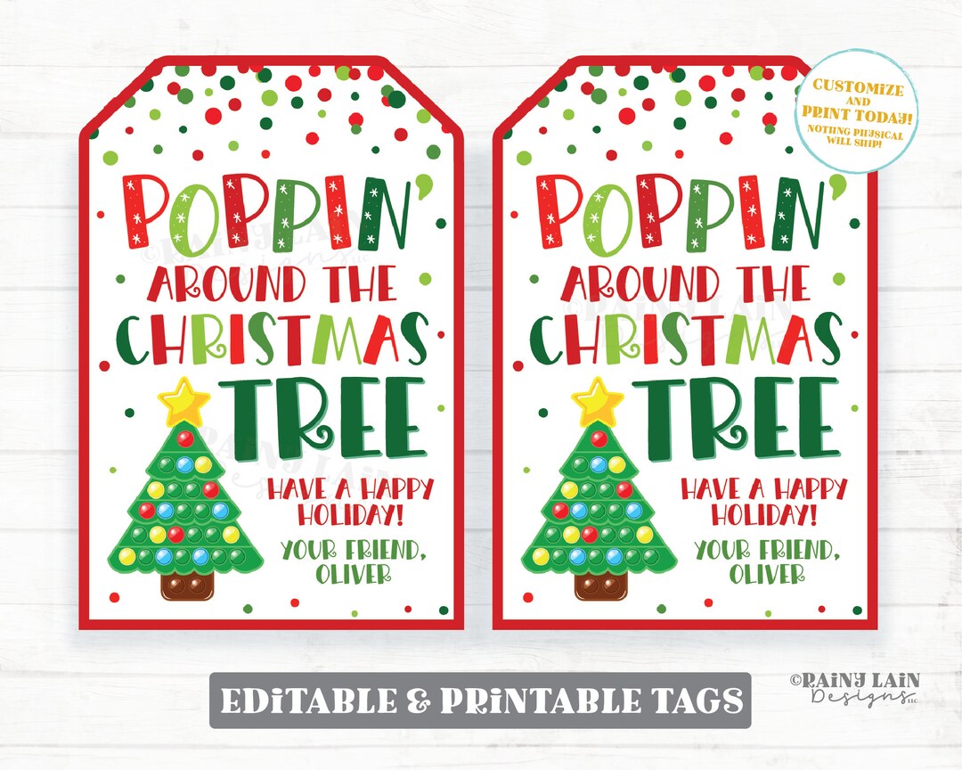 Poppin Around the Christmas Tree Pop Gift Tag Popping Holiday Fidget ...