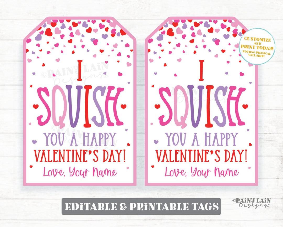 I Squish You Happy Valentine's Day Tag, Squishy Toy Squishee Squeeze ...
