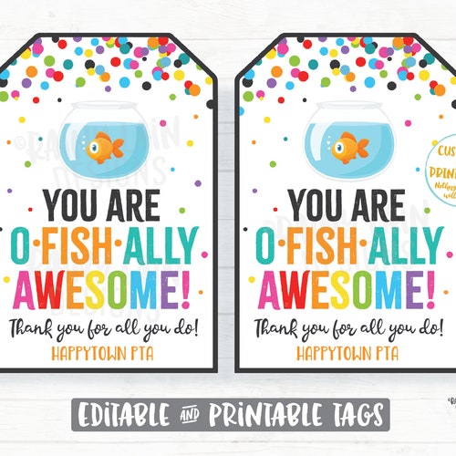 Goldfish Gift Tags O'fish'ally Awesome Teacher - Etsy