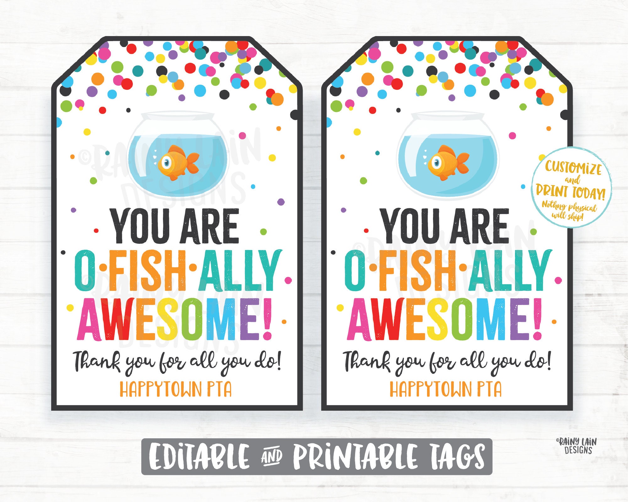 You Are O Fish Ally Awesome Tag Goldfish Gift Tag Fish | Etsy Australia