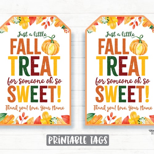 Autumn Treat Thank You Tag Fall Appreciation Gift Tags - Etsy