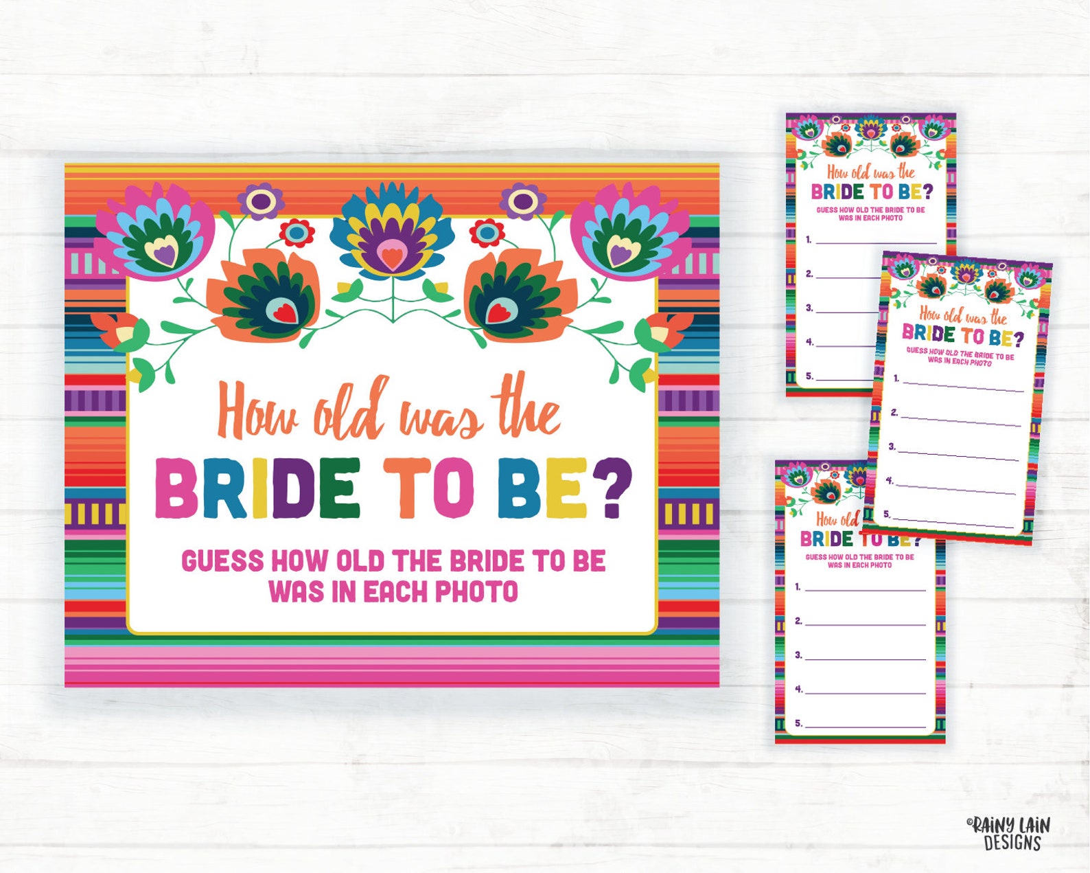 How Old Was the Bride to Be Game, Bridal Shower Games, Fiesta Games ...
