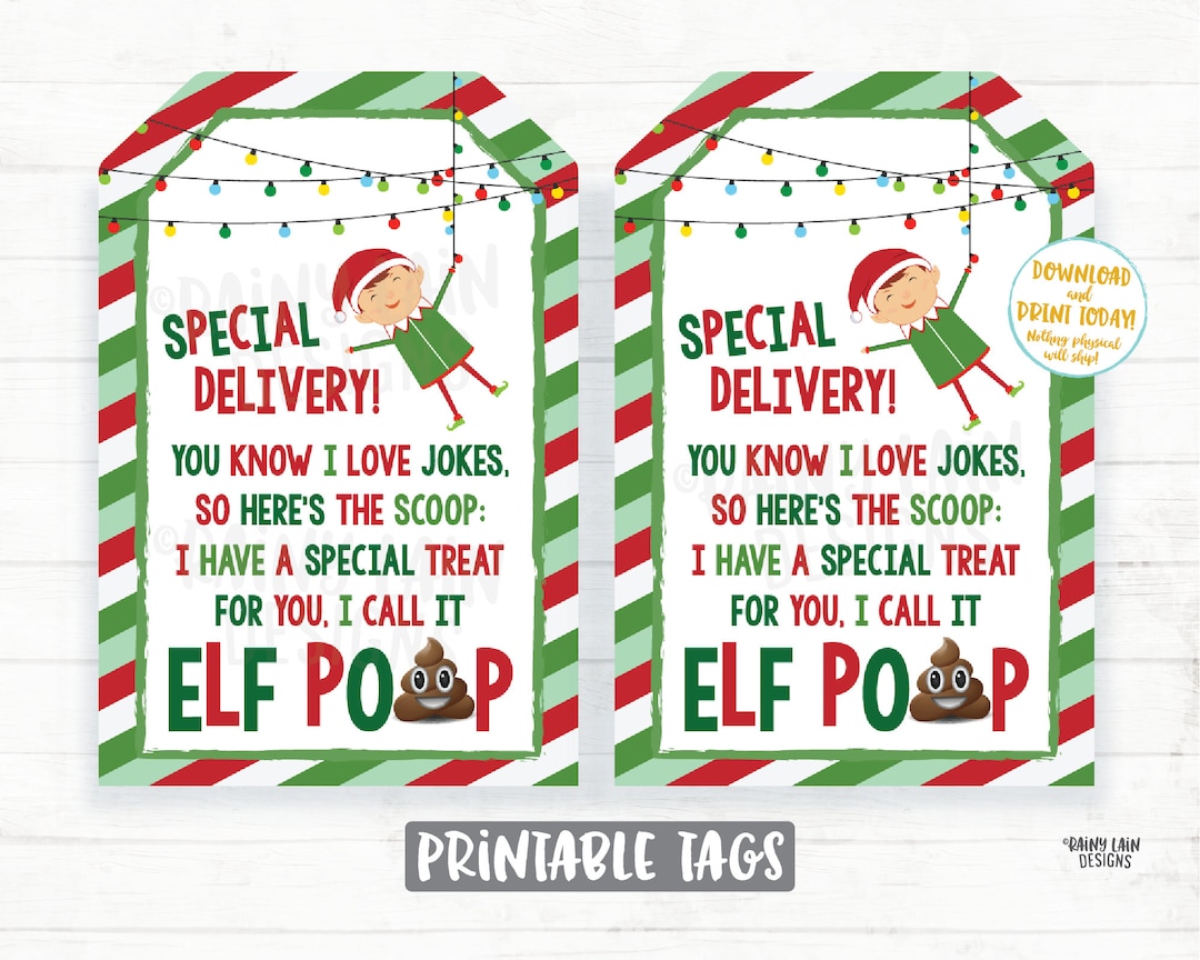 Elf Poop Tags, Elf Ideas, Elf Treat Tags, Christmas Elf Special ...